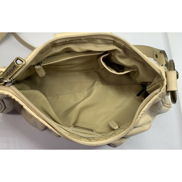 Alfani | Bags | Womens Alfani Leather Shoulder Bag Cream Bronze Accents ...